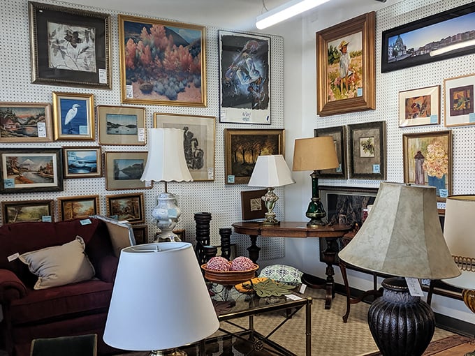 Not your grandmother's garage sale art collection! This carefully curated wall gallery offers everything from desert landscapes to abstract masterpieces at prices that'll make museum gift shops blush.