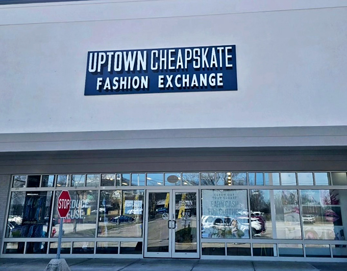 Like a fashion speakeasy, this modern resale boutique's clean exterior belies the stylish bargains waiting just beyond those glass doors.