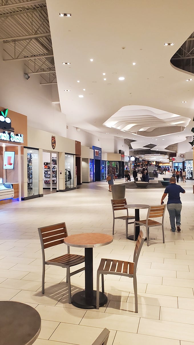 Wide, airy corridors invite endless wandering as shoppers navigate the mall's circular layout—a clever design that ensures you'll pass that tempting store at least twice.