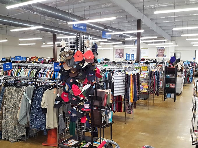 Welcome to the textile forest, where clothing racks stretch as far as the eye can see and fashion treasures await discovery.