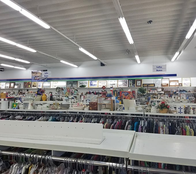 Rack after colorful rack – the clothing section resembles a textile rainbow where yesterday's fashion finds tomorrow's admirer.