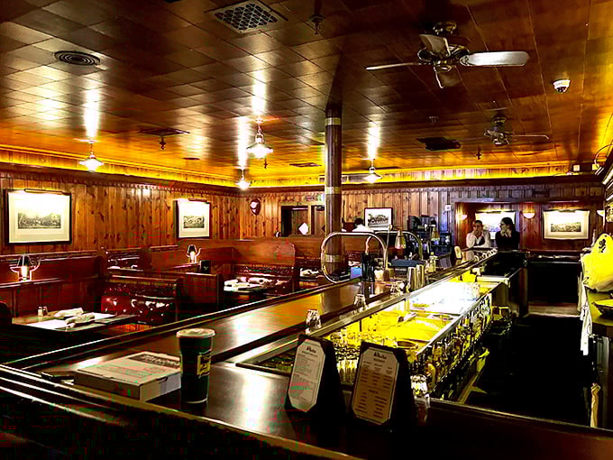 Wood paneling, ceiling fans, and a bar that's seen more stories than a library. The Pine Club's interior is what steakhouse heaven looks like.