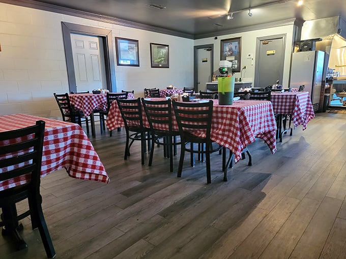 Red and white checkered tablecloths aren't just nostalgic—they're a promise that nobody's trying to reinvent the wheel. Just perfect it.