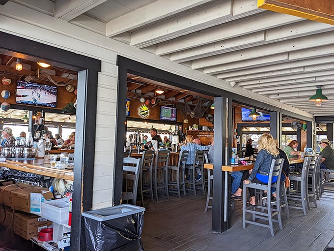 Inside, the open-air dining area strikes that perfect Florida balance – casual enough for flip-flops, scenic enough for special occasions. Those water views don't charge extra!