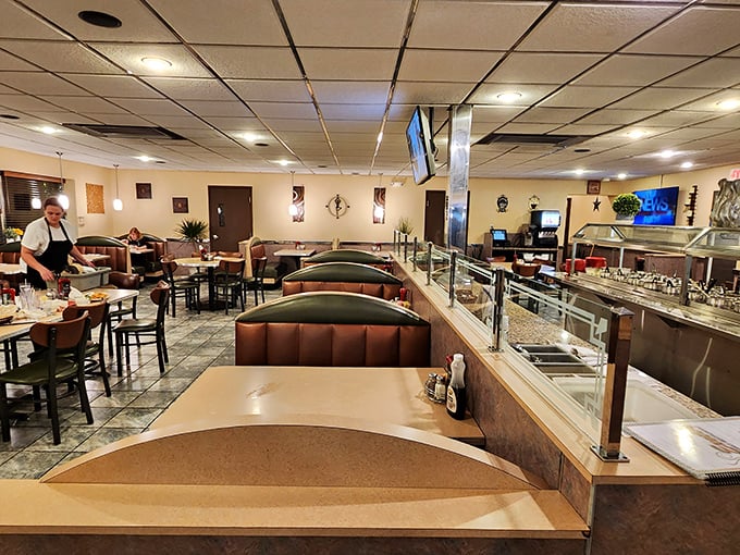 Inside, the classic diner layout offers that perfect blend of nostalgia and comfort—where conversations flow as freely as the coffee refills.