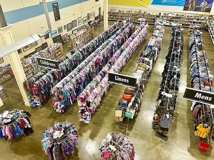 Organized chaos at its finest! Row after glorious row of clothing stretches into the distance like a thrifter's version of the Yellow Brick Road.