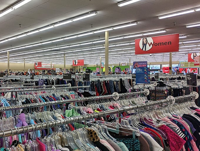 Welcome to retail nirvana, where endless racks stretch like a technicolor horizon of possibility and polyester.
