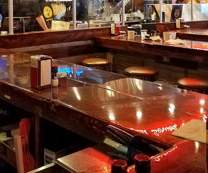 Classic counter seating where you can watch your happiness being prepared right before your hungry eyes.