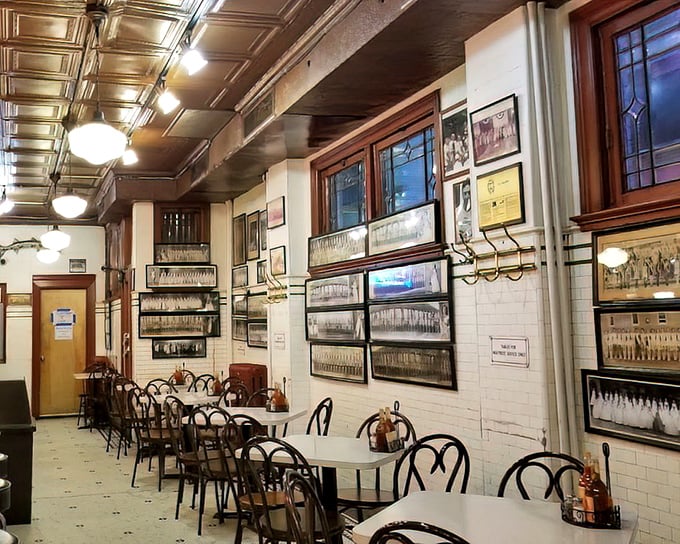 Step inside and you're transported to another era. The white-tiled walls and vintage photographs tell stories of Pittsburgh's rich history.