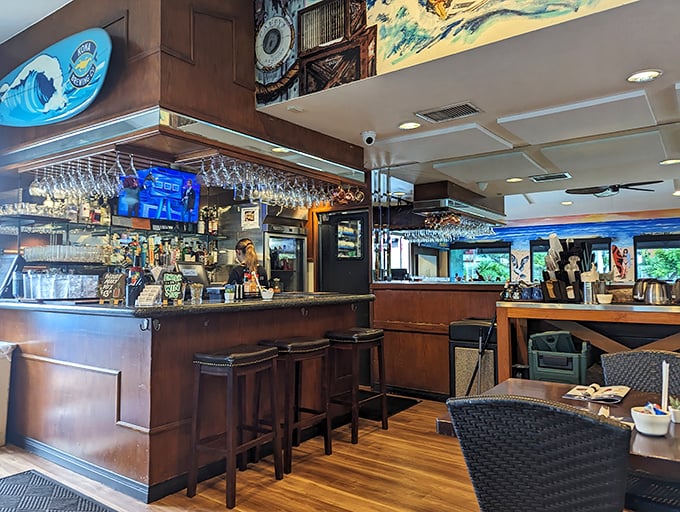 The bar at Cappy's isn't just where drinks are poured—it's command central for coffee refills and the strategic deployment of breakfast delights.