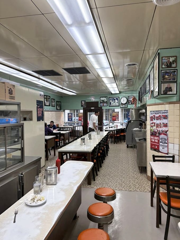 No-frills dining at its finest. The narrow interior with its marble counters and spinning stools is where food trumps fancy every single time.