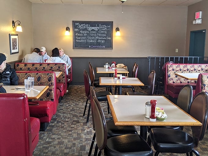 Classic diner booths and chalkboard specials create the kind of comfortable atmosphere where lingering over coffee feels mandatory.