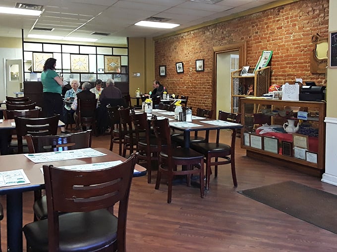 Exposed brick walls tell stories while diners create new ones. This isn't Instagram-engineered coziness—it's the real deal that chains spend millions trying to replicate.