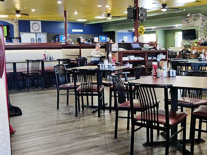 Inside, the unpretentious dining room offers exactly what you want in a classic diner—clean, comfortable, and ready for the breakfast rush.