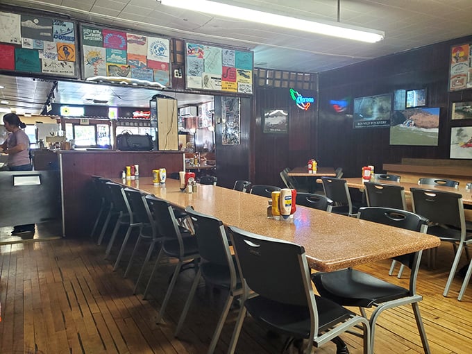 Inside Ray's, time stands deliciously still. Wood paneling, vintage memorabilia, and tables that have hosted decades of satisfied diners tell stories between bites.