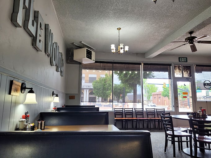 Classic black booths and simple decor tell you everything you need to know—this place prioritizes what's on your plate, not what's on the walls.