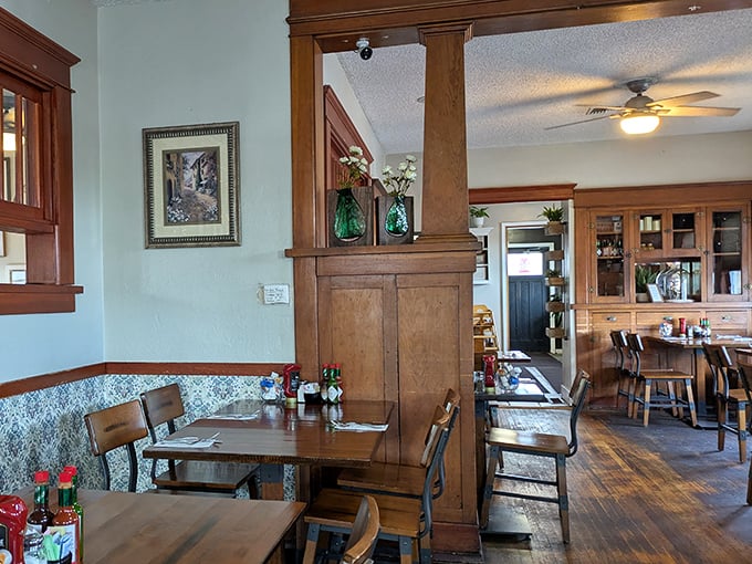 Warm wood tones and craftsman details create the perfect backdrop for breakfast epiphanies. Like stepping into your most food-loving friend's dining room.