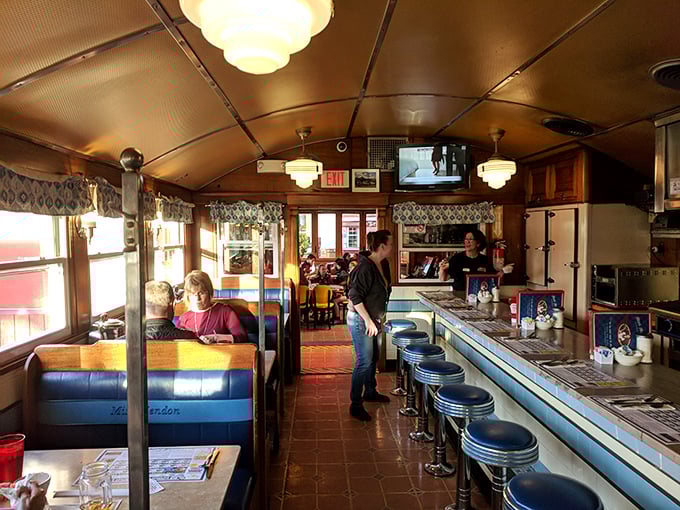 Step inside and time travel to when conversations happened face-to-face and coffee refills were unlimited. Blue vinyl booths and chrome stools await your breakfast dreams.