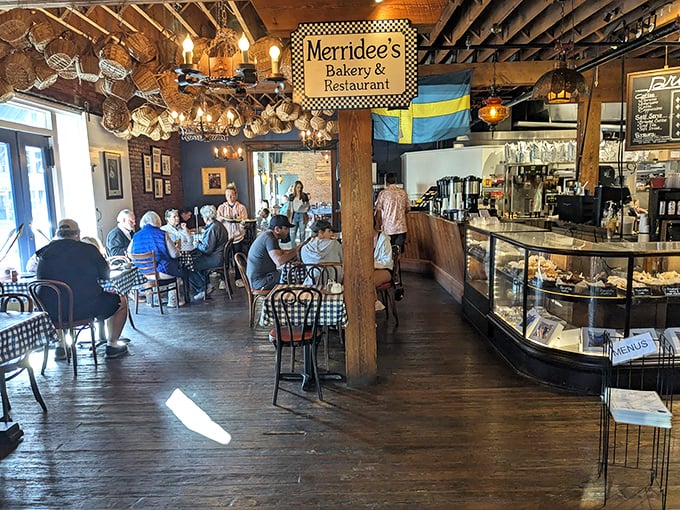 Where rustic charm meets culinary comfort. The exposed beams, hanging baskets, and checkered tablecloths create the perfect backdrop for carb-induced happiness.