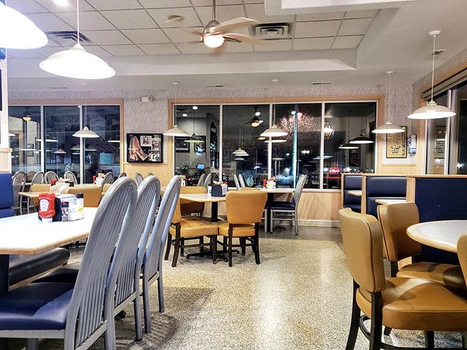 Inside, golden booths and warm lighting create that perfect "everybody knows your name" atmosphere where food memories are made and calories don't count.