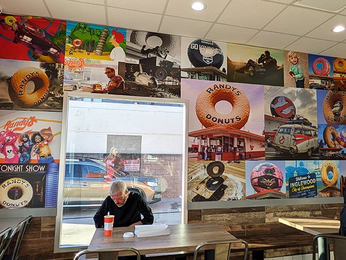 The walls tell stories of Randy's cultural significance, with memorabilia showcasing its appearances in everything from Iron Man to late-night talk shows. A donut shop with its own IMDB page!