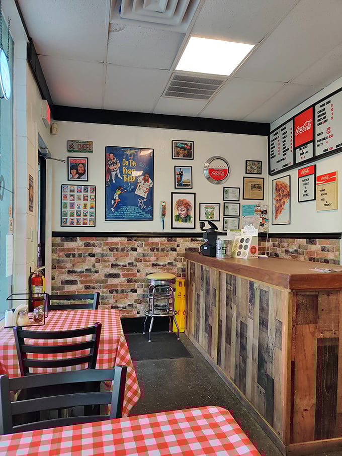 Step inside and time-travel to the quintessential neighborhood pizzeria. Red checkered tablecloths and movie posters create that "I've finally come home" feeling.