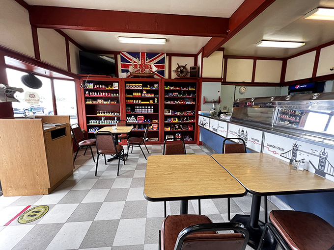Step inside and you're transported across the pond – Union Jack flags, nautical touches, and that unmistakable aroma of perfectly fried fish welcoming you home.