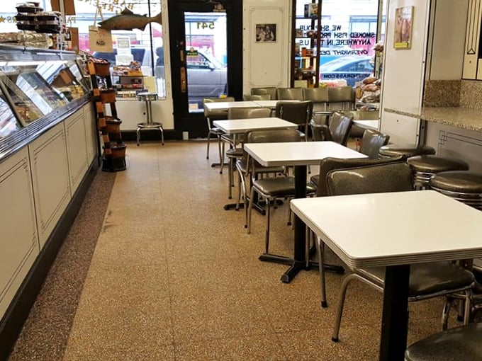 Time travel isn't science fiction at Barney Greengrass, where these vintage tables and chairs have hosted generations of hungry New Yorkers seeking smoked fish nirvana.