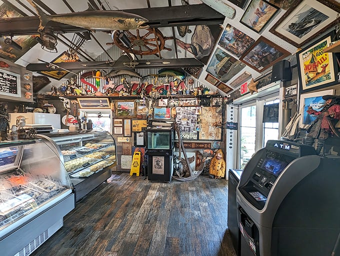 Inside, every inch tells a maritime story. This isn't décor; it's a lifetime collection of nautical memories and treasures from the deep.