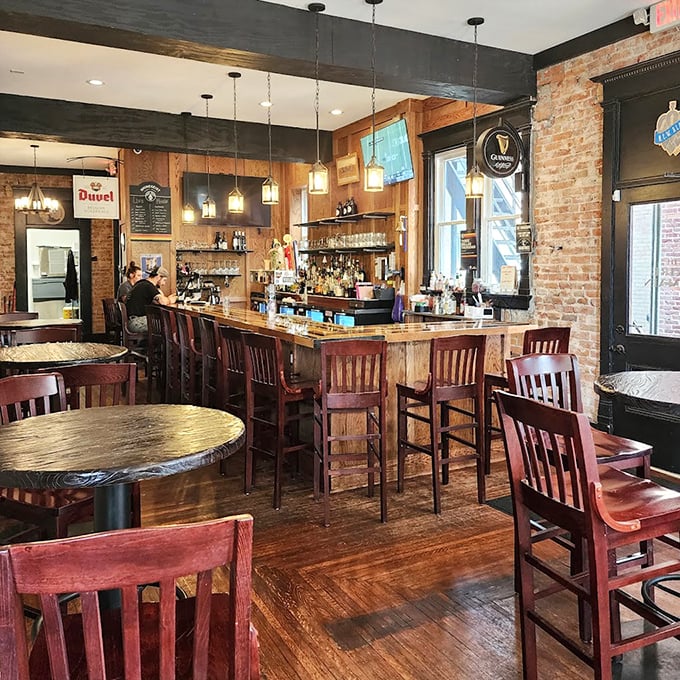 Warm wood, exposed brick, and a well-stocked bar—this isn't just a restaurant, it's Middletown's living room.