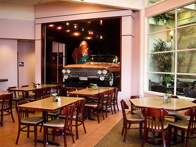 Where else can you enjoy eggs Benedict while a pristine pink Cadillac watches over your meal? Only in Portland, folks.
