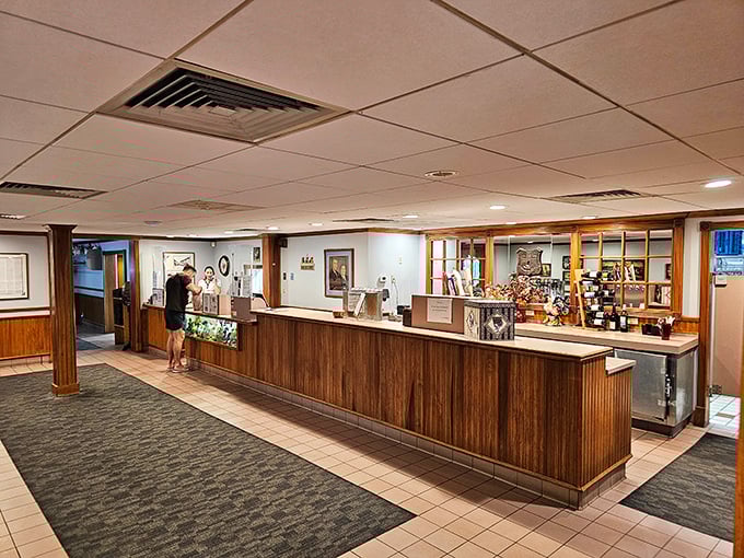 Step inside and time stands still – the wood-paneled reception area promises comfort food paradise without the pretension of trendy eateries.
