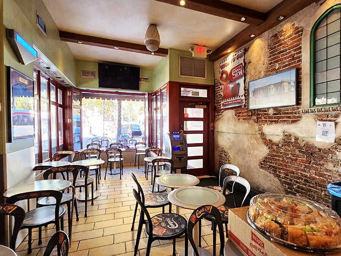 Inside Campo's, exposed brick walls and cozy seating create that perfect "come as you are" atmosphere where history and hunger meet in delicious harmony.
