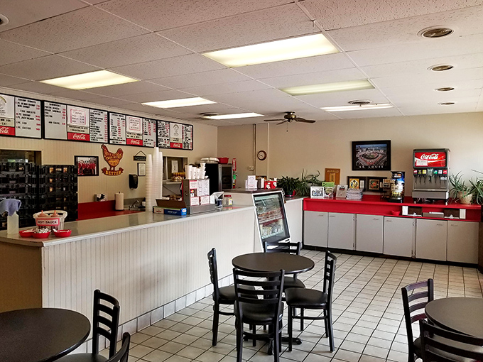 Simple surroundings let the food be the star. The clean, functional interior says, "We're not here for the ambiance—we're here for serious chicken business."