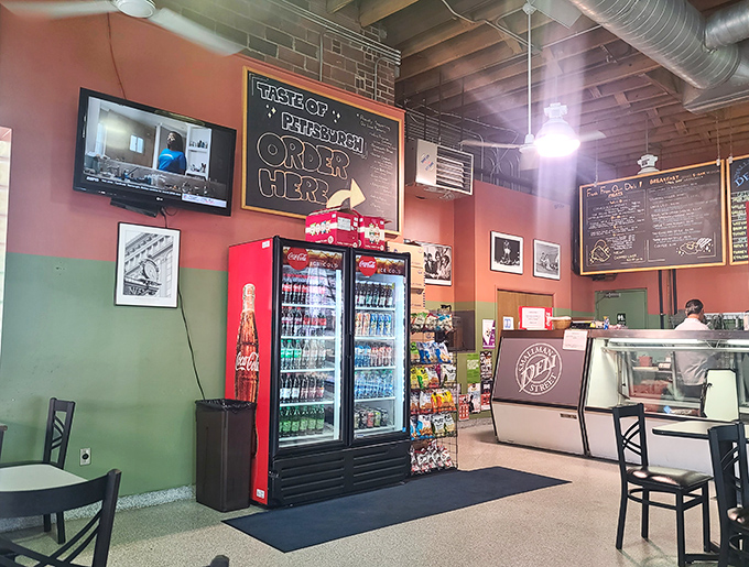 Inside, the no-frills interior speaks volumes: this place prioritizes what's between the bread over trendy decor. That's my kind of math.