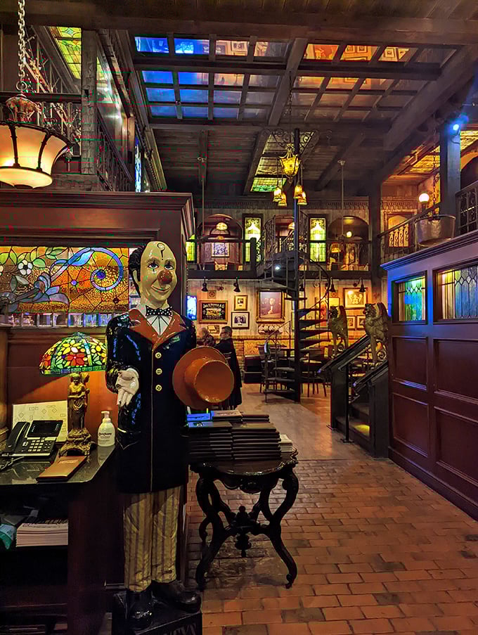 Step through these doors and suddenly you're in your rich uncle's library – if he collected stained glass instead of books.