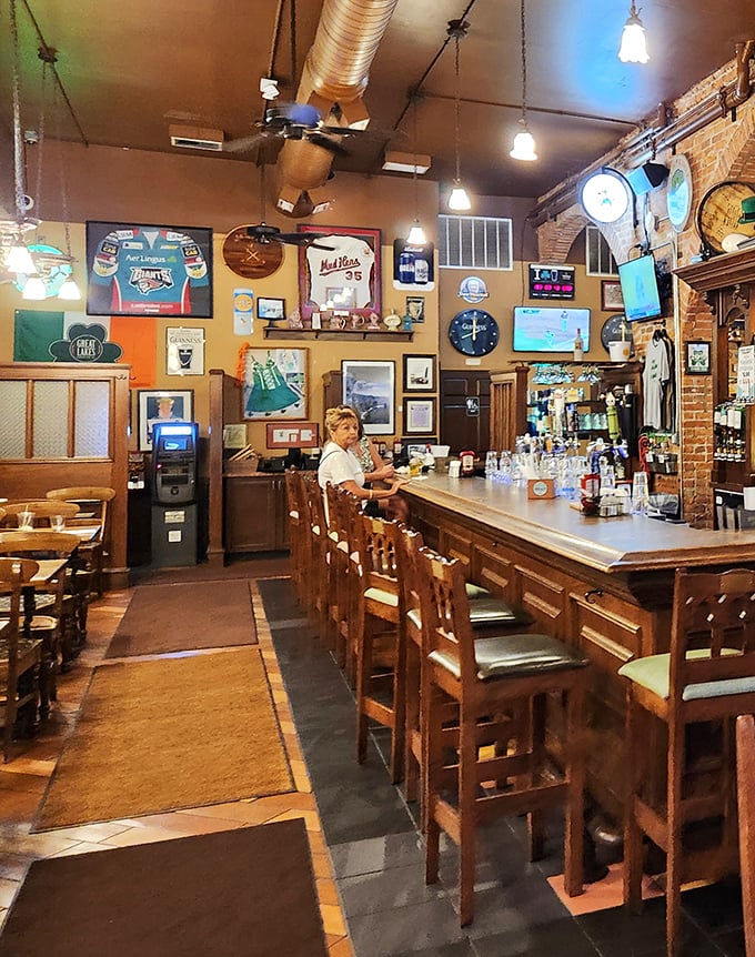 Step inside and you've crossed the Atlantic. The warm wooden bar, sports memorabilia, and perfectly worn-in stools tell stories even before your first pint arrives.