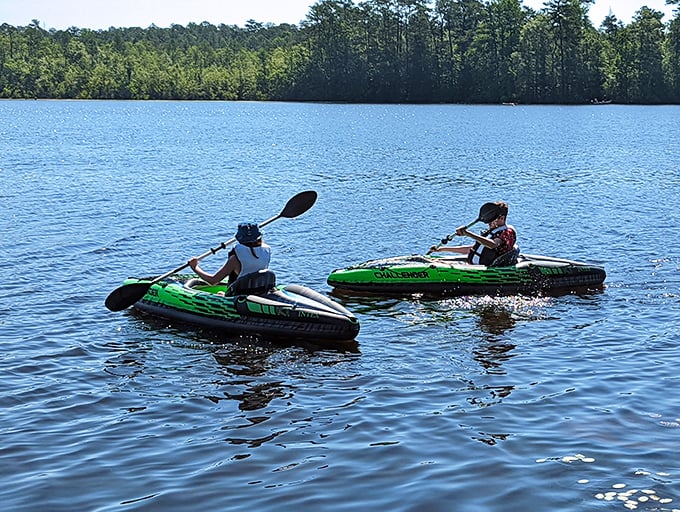 Paddling Geiger Lake is like getting a VIP backstage pass to nature's greatest show—no traffic, no noise, just you and 225 acres of mirror-like perfection.