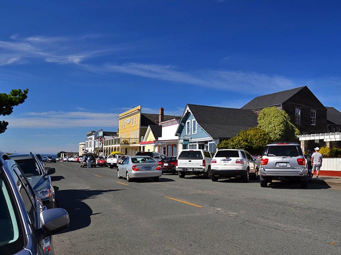 Main Street Mendocino feels like time travel with a parking permit—Victorian charm meets modern-day wanderlust in perfect harmony.