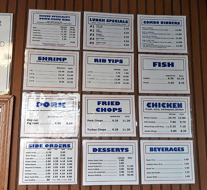 The menu board at Nunn's is like a roadmap to happiness—straightforward categories, clear choices, and the promise of satisfaction in every selection.