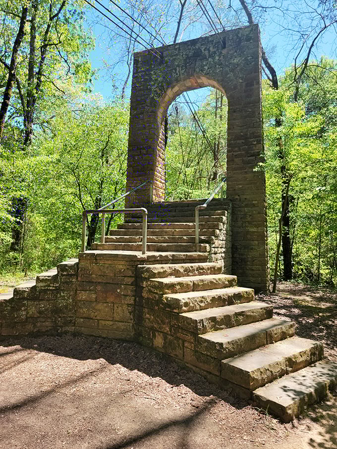 Not all doorways lead to rooms – this CCC-built stone archway invites hikers into nature's living room, where the ceiling is endless blue.