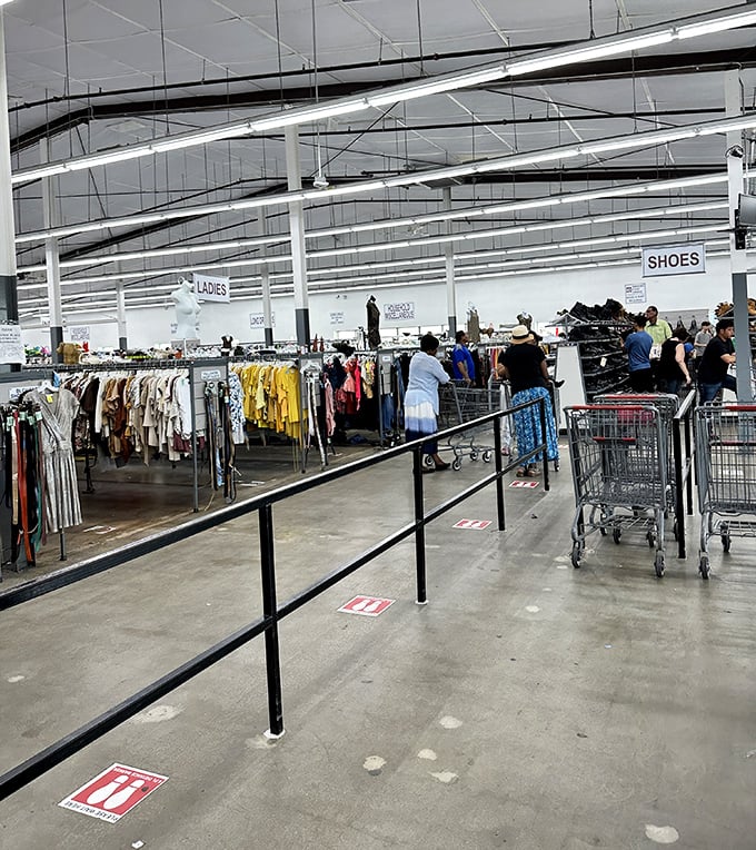 Endless racks stretch toward the horizon like a retail version of "Field of Dreams." If you browse it, bargains will come.