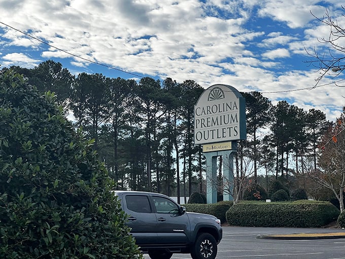 Carolina Premium Outlets stands tall among the pines—nature's way of saying 'Take a break between bargains.'