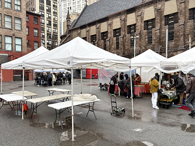 White tents bloom like urban flowers, each one sheltering New York's finest flea market finds.