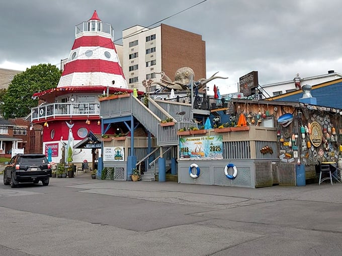 Part lighthouse, part seafood wonderland – Cooper's looks like a nautical theme park crashed into Scranton!