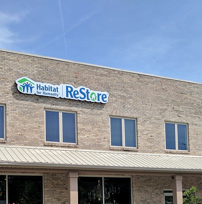 Habitat ReStore's brick facade isn't just a building—it's the gateway to DIY paradise and home renovation dreams.