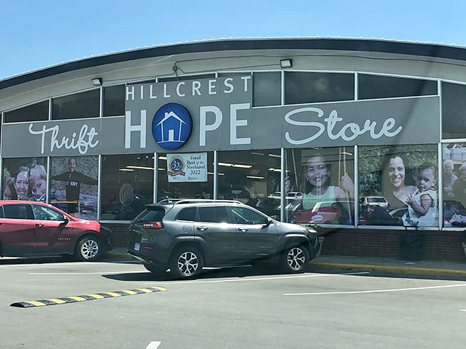 Hillcrest Hope's curved storefront isn't just architecturally interesting—it's a portal to bargain heaven with a heart for community.