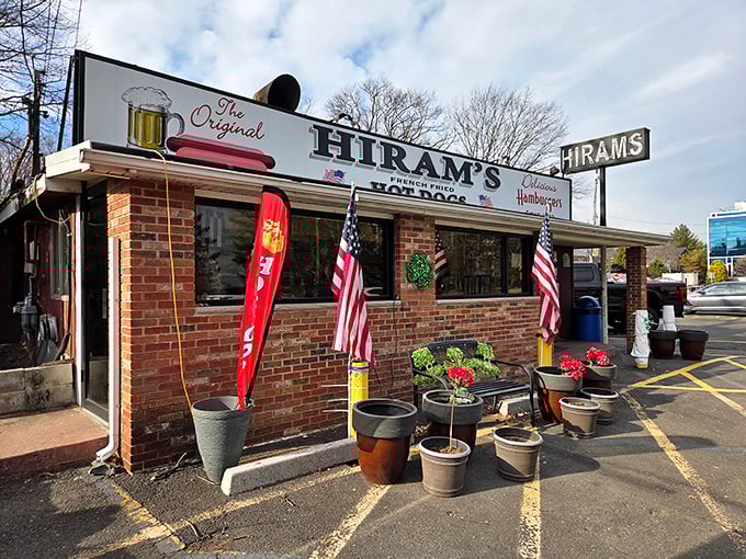 Hiram’s stands proud, its brick walls and classic signage telling a story of hot dog perfection perfected over generations.