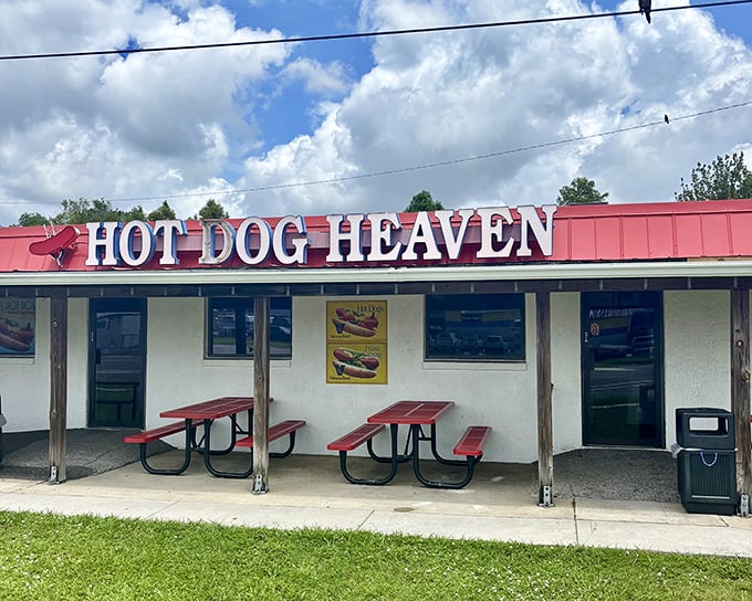 Hot Dog Heaven's name isn't just clever marketing – that red roof shelters Vienna beef perfection that would make the angels sing.