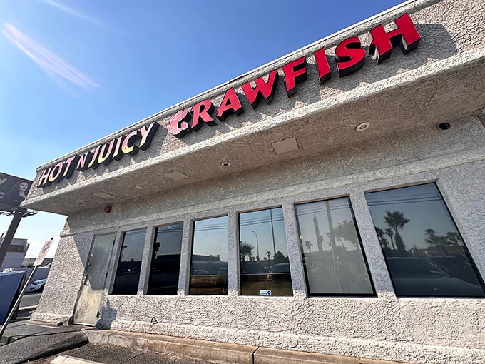 Hot N Juicy Crawfish doesn't mess around – that bold sign is basically truth in advertising!